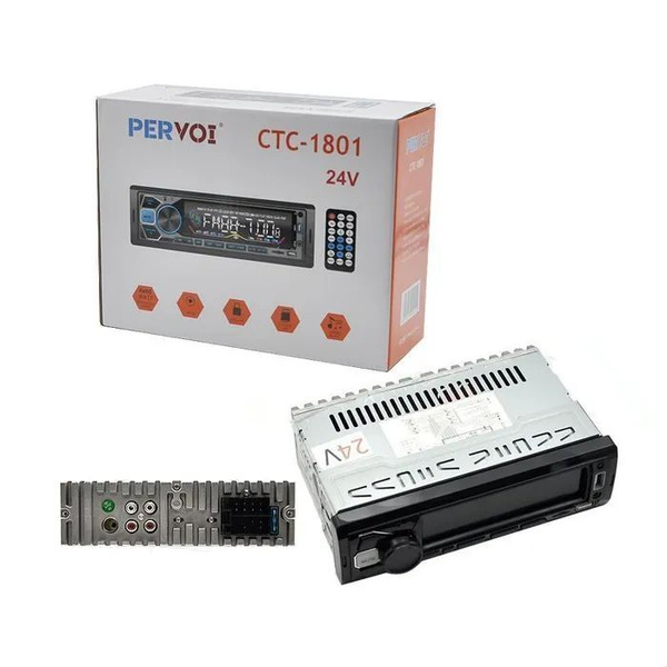 Автомагнитола Pervoi CTC-1801 24V с пультом и RGB подсветкой1 DIN ...