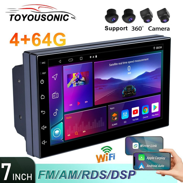 Автомагнитола Android 2 din 7 дюймов (CarPlay, Wi-Fi, Bluetooth, GPS, RDSDSP), 360 камера в ...