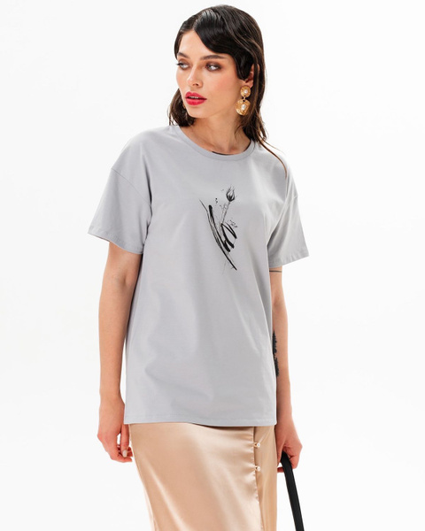 Футболка SAHAR art lab, размер 54, 52, цвет серый, 95% хлопок, 5% лайкра - купить по выгодной ...