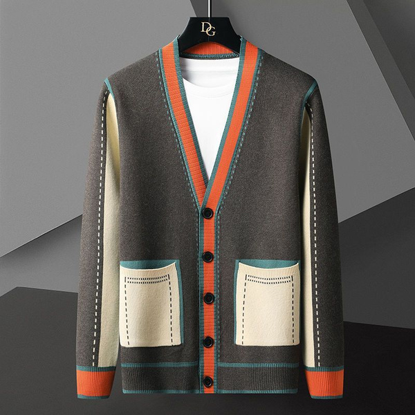 Кардиган Мужской Gucci серо-синий Экокашемир, размер 54, 56 Пряжка ...