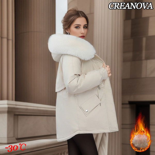 Парка Женский CREANOVA белый Полиэфир, размер 48 Зима Полиэфирное волокно Китай купить c ...
