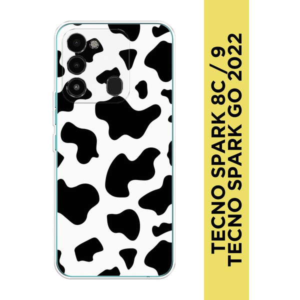 Силиконовый чехол на Tecno Spark Go 2022 8С 9 Текно Спарк Гоу 2022 8С 9 Пятна коровы