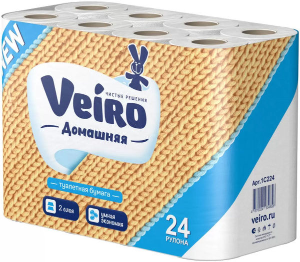 Туалетная Бумага VEIRO ДОМАШНЯЯ 2-х слойная, 24 рулона - купить с доставкой по выгодным ценам в ...