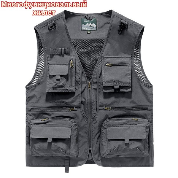 Жилет для рыбалки и охоты, размер 42 (M), Лето, цвет серый - купить по ...