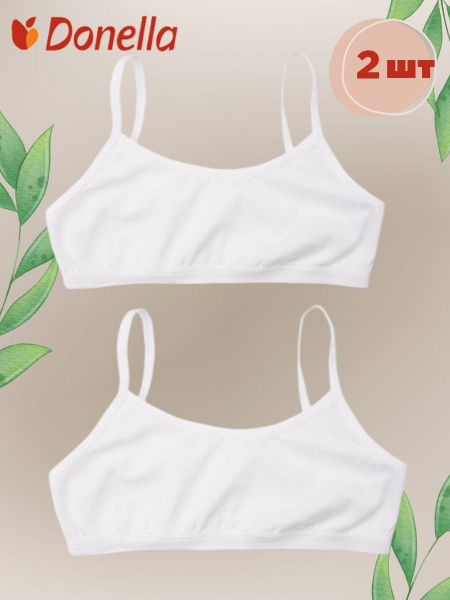 Топ-бра Девочки Donella белый, размер 134 Хлопок, Эластан Без рукавов Повседневный Турция Без ...