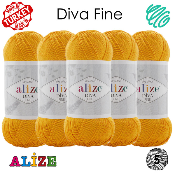 Пряжа Diva Fine, Ализе Дива Файн , состав: 100% микрофибра, метраж : 100 гр. 600 м, упаковка : 5 ...
