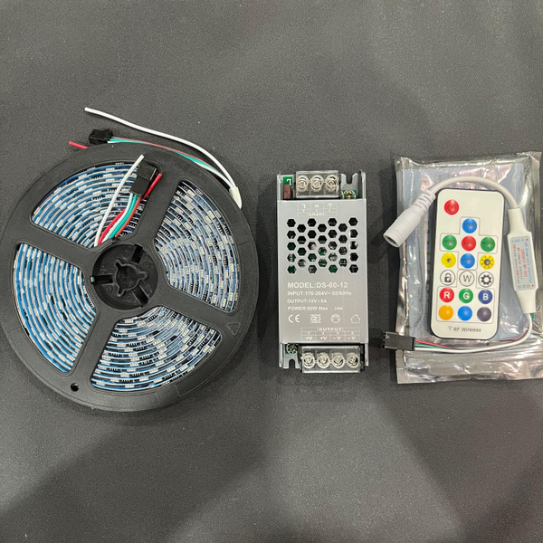 Светодиодная лента, 12В, IP65, 60 LED/m Комплект влагозащищенный смарт ...