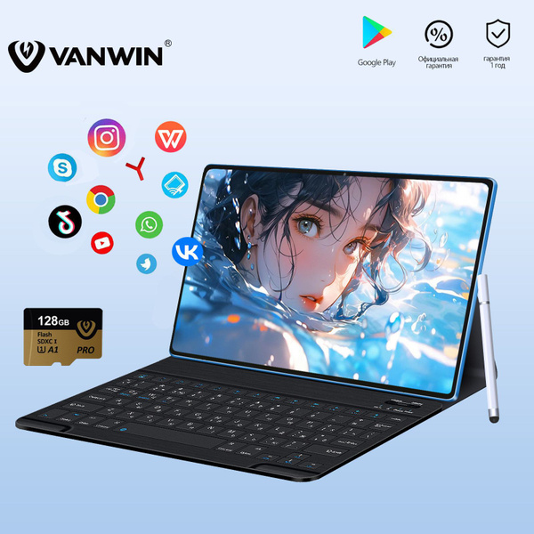 VANWIN Планшет Русская клавиатура + стилус, подарок， 10.36" IPS 2000x1200, 12 ГБ / 512 ГБ 7000 ...