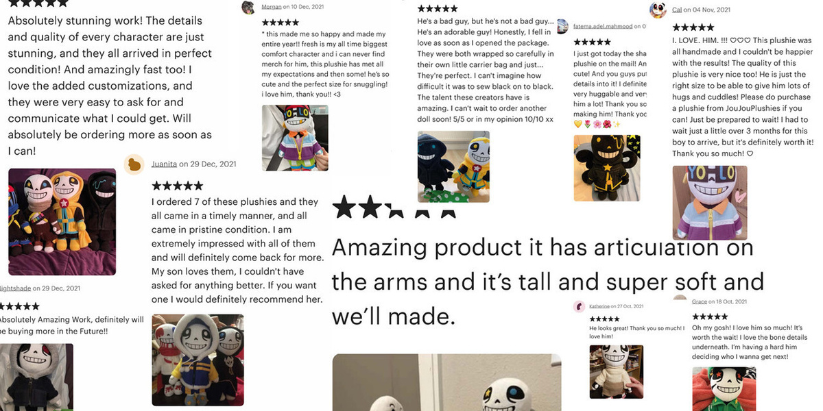 Мягкая кукла Blueprint Sans Санс Блюпринт, игрушка joujou_craft ручной ...