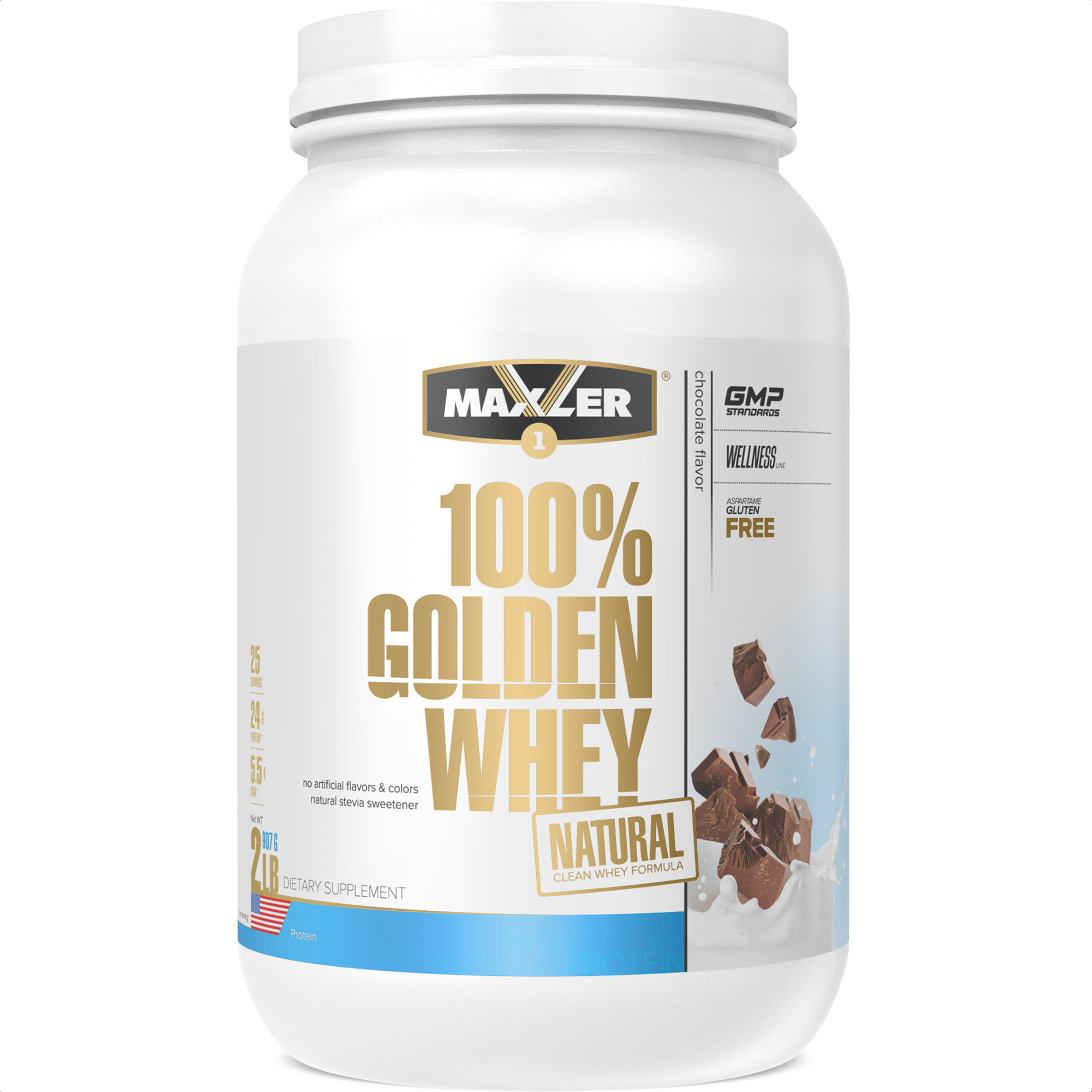 Натуральный протеин сывороточный Maxler 100% Golden Whey NATURAL 2 lb ...