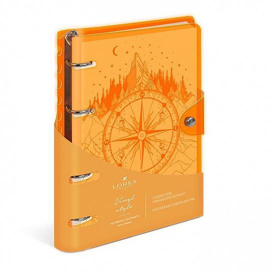 LOREX Тетрадь со сменным блоком Neon Orange, А5, 120 листов, клетка ...