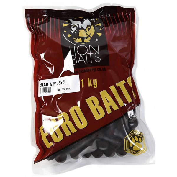 Бойлы тонущие 20 мм LION BAITS КРАБ и РАКУШКА Crab & Mussel Серия EURO ...