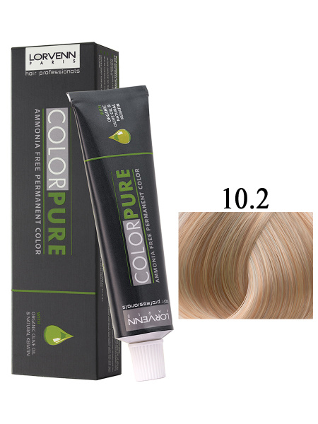 LORVENN HAIR PROFESSIONALS Краска COLOR PURE для окрашивания волос 10.2 ...
