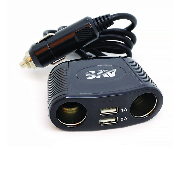 Разветвитель прикуривателя 12/24V (на 2 выхода + 2 USB) AVS CS220U / Авторазветвитель на 2 ...
