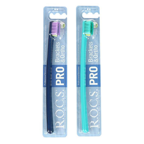 Зубная щетка ROCS Pro Brackets & Ortho, для брекет-систем, мягкая ...