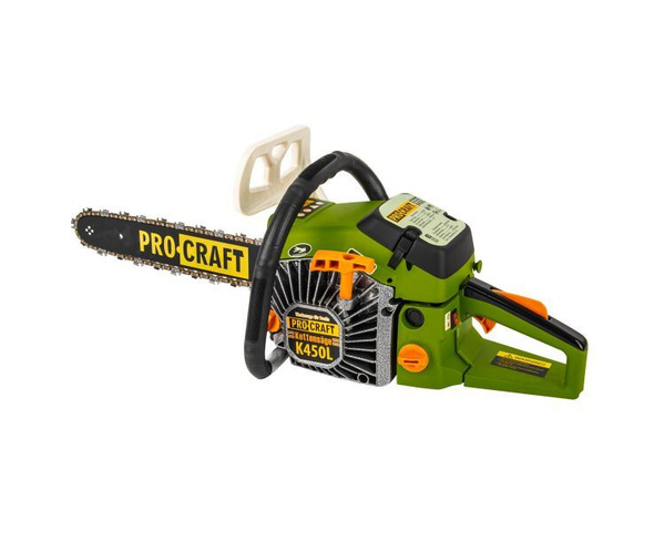 Пила цепная бензиновая Procraft K450 L ( 1 шина 1 цепь 450мм), 4,8 л/с, 3600Вт, 8500об/мин ...