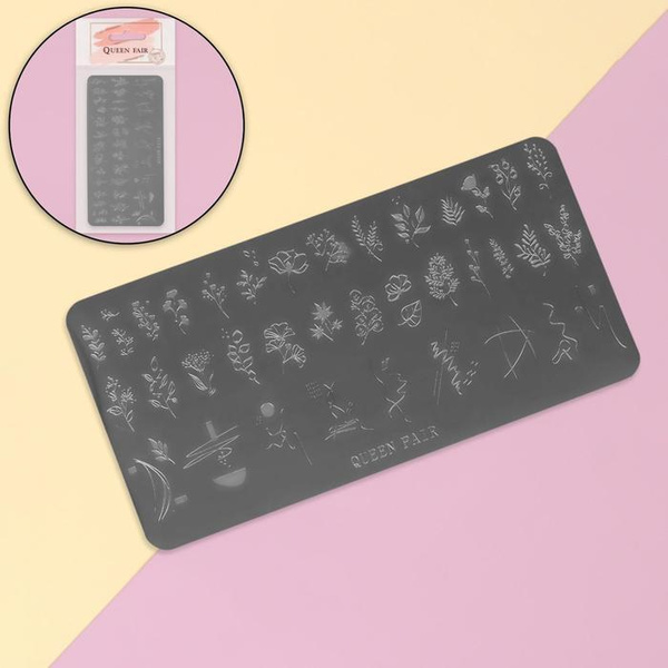 Диск для стемпинга металлический Цветочки и листочки , 12 x 6 см ...