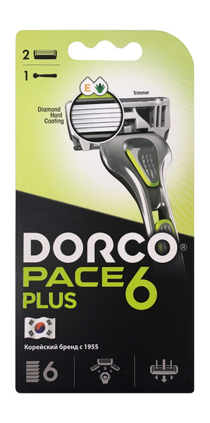 Станок для бритья c двумя сменными кассетами Dorco Pace 6 Plus - купить ...