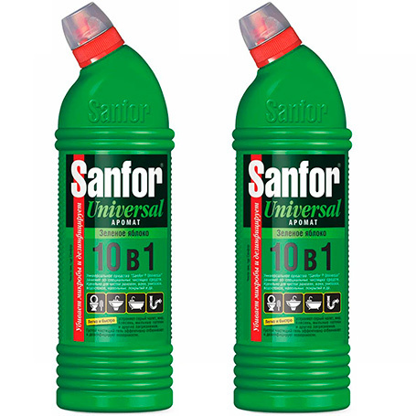 Средство для чистки и дезинфекции "Sanfor Universal", 10 в 1, зеленое яблоко, 750 мл 2шт купить ...
