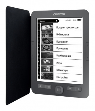 Электронная книга Digma M2G, 6" E-ink HD, 758x1024, 600MHz, 128Mb, 4Gb, SD, microSDHC, подсветка ...