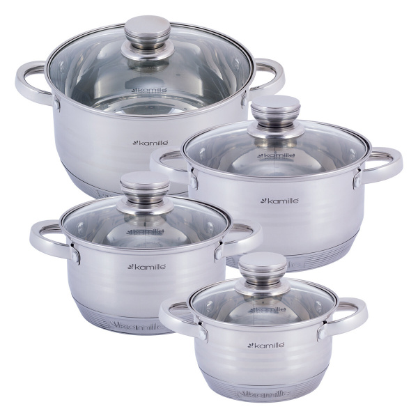 Набор кастрюль 8 предметов Kamille KM 4916 (1,5 л; 2 л; 3 л; 5 л) из ...