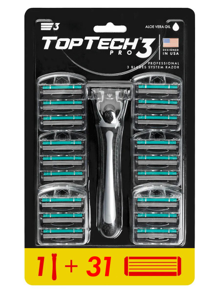 Бритва TopTech Pro 3 + 31 сменная кассета, США. Мужской бритвенный набор. - купить с доставкой ...