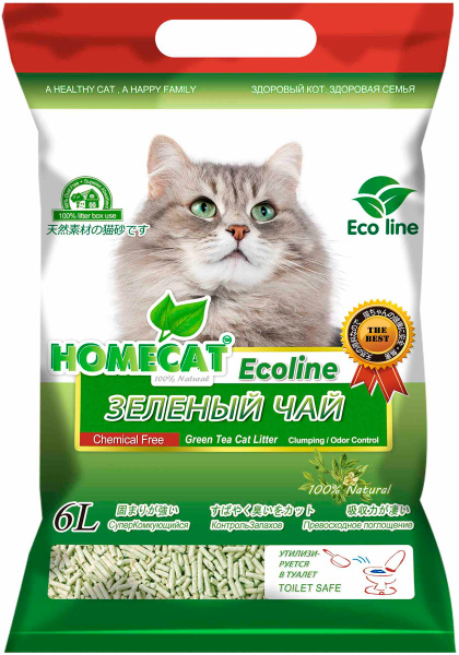 Homecat Наполнитель Кукурузный Комкующийся Зеленый чай 2800г. - купить ...