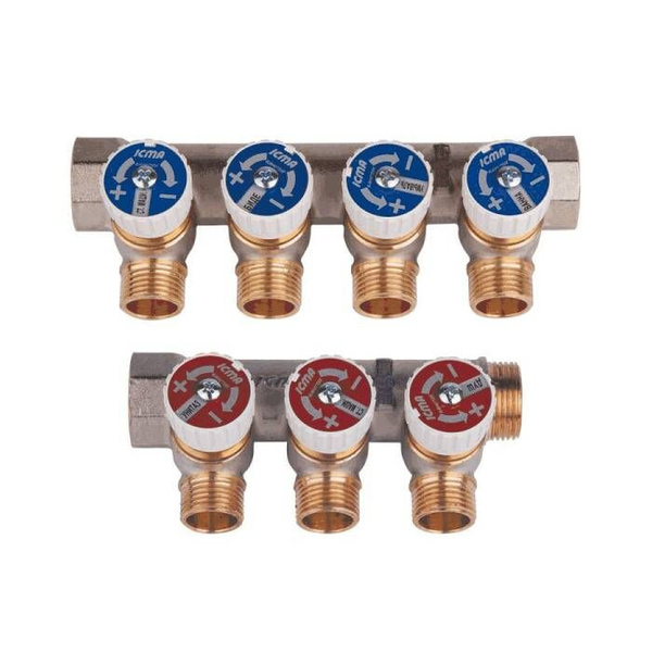 Коллектор лат клап запорн-рег 3/4" м/р 4в 1/2" н/р 37мм Icma 87227PC06 - купить в интернет ...