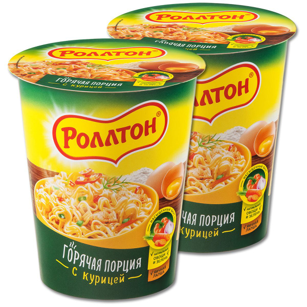 Лапша быстрого приготовления Роллтон "Курица", в стакане 70 г, 2 шт ...