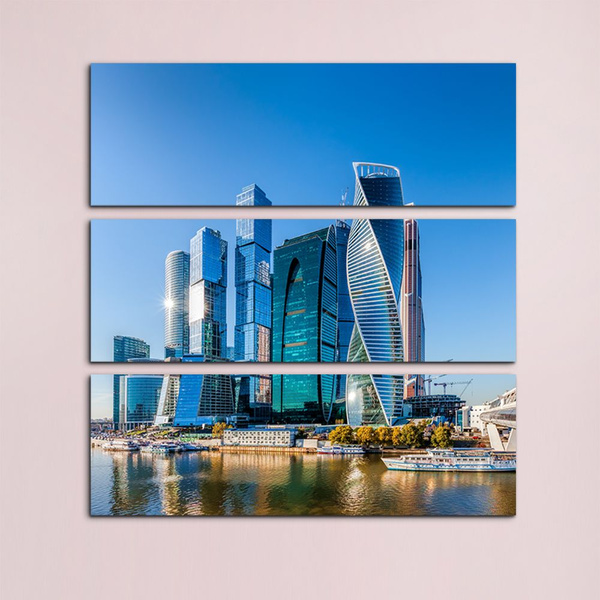 Модульная картина на Стекле - "Москва - Сити", размер 80х80 см - купить ...