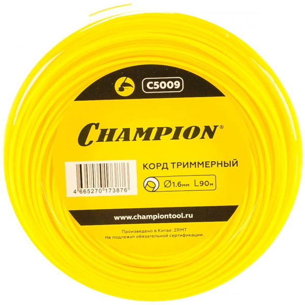 Леска для триммера CHAMPION Корд трим. Round 1.6мм* 90м , C5009 ...