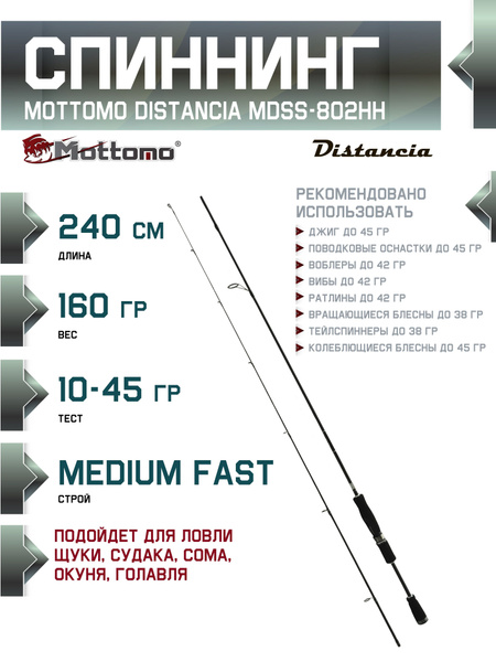 Спиннинг Mottomo Distancia, от 10 гр до 45гр, 240см купить по выгодным ...