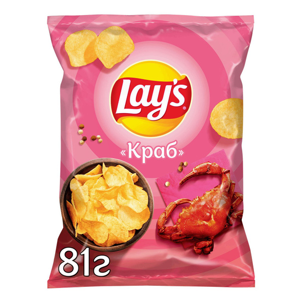 Чипсы картофельные Lay's Краб 81 г - 8 шт. - купить с доставкой по выгодным ценам в интернет ...