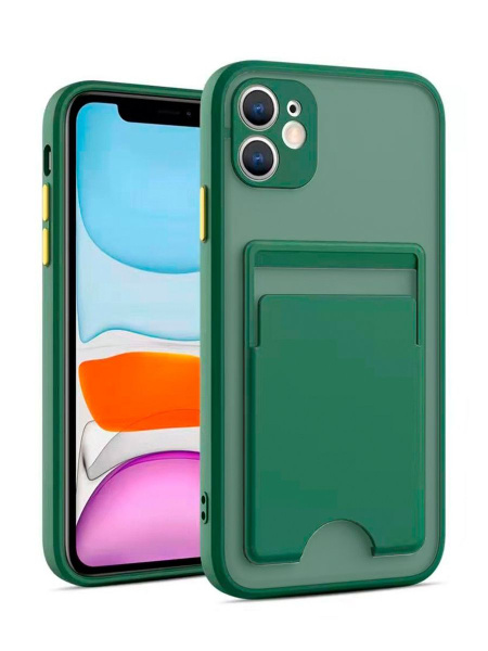 С КАРМАШКОМ ДЛЯ КАРТЫ Чехол для iPhone 11 с картхолдером / Прозрачный с ...