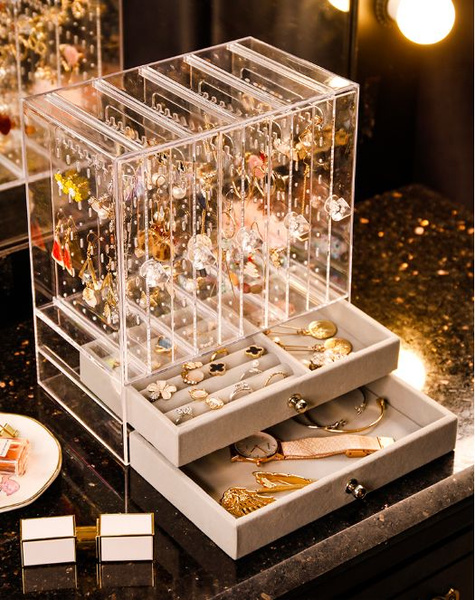 Шкатулка для хранения украшений,SAMODRA,5 прозрачных полок и 2 ...