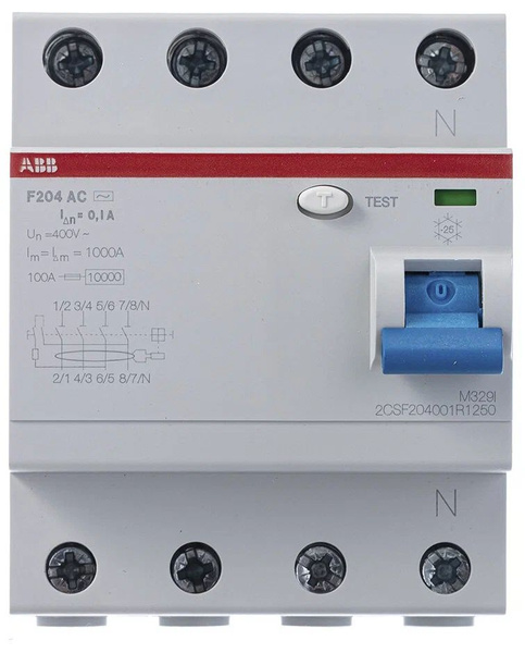 УЗО ABB F204 AC-40/0,1 4-x полюсное ТИП AC 40A 100mA 4 модуля (2CSF204001R2400) - купить с ...