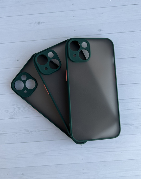 Чехол для айфон 14 / iphone 14, зеленый, прозрачный, защита камеры ...