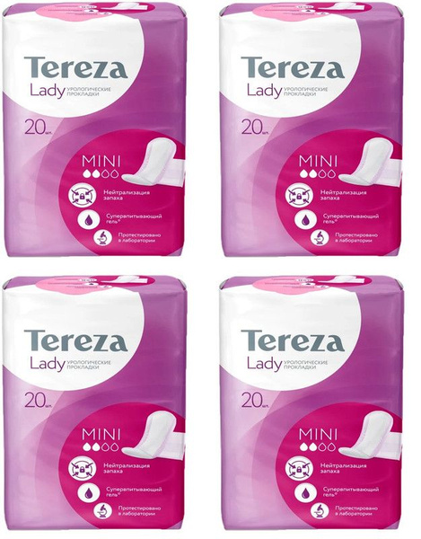 Tereza Lady Mini Прокладки урологические, 20шт х 4 упаковки - купить с ...