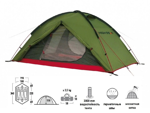 Палатка 3-местная High Peak Трекинговая Woodpecker 3, 10194 - купить по ...