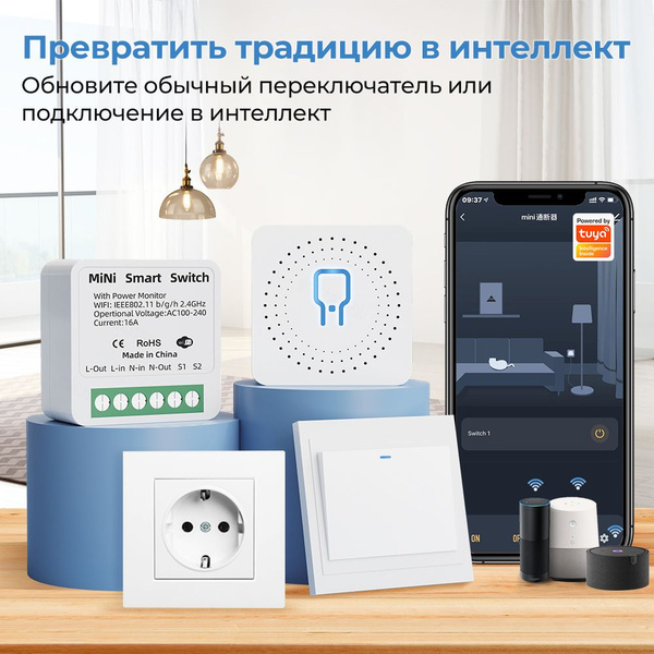 SMATRUL Мини переключатель WiFi реле Tuya WIFi mini Smart Switch 16A 2 ... SMATRUL Мини переключатель WiFi реле Tuya WIFi mini Smart Switch 16A 2 ...