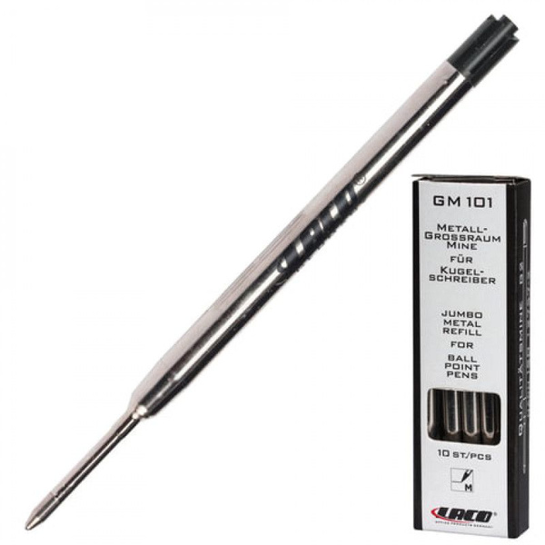 Стержень шариковый LACO, тип PARKER, металлический, 98 мм, линия письма 0,5 мм, черный, GM 101 ...