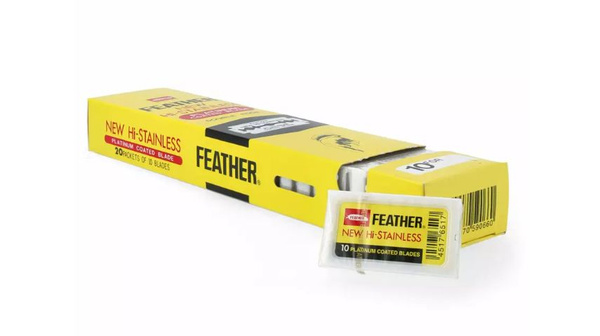 Feather New Hi-Stainless Лезвия для Т-образного станка, 20уп-200 лезвий ...