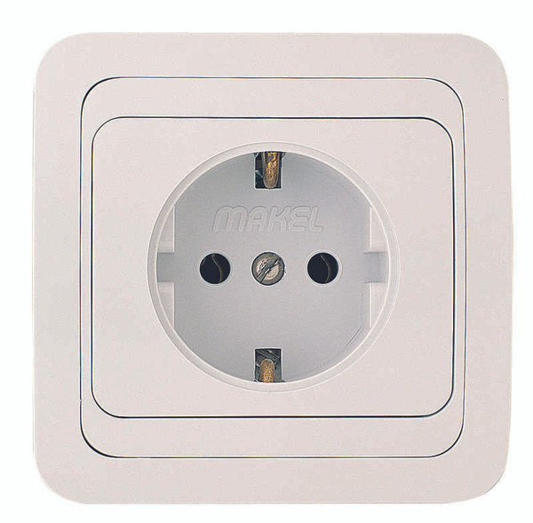 Розетка 1-м СП Mimoza 16А IP20 с заземл. пластик. основ. бел./бел. Makel 12028 - купить по ...