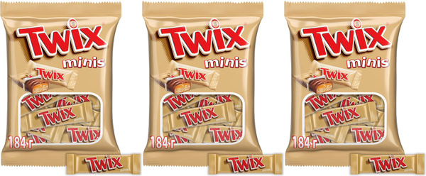 Батончик Twix Minis шоколадный, комплект: 3 упаковки по 184 г - купить с доставкой по выгодным ...