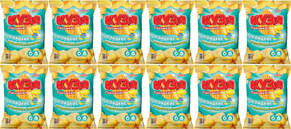 Кукурузные палочки Кузя Лакомкин сладкие, комплект: 12 упаковок по 140 ...