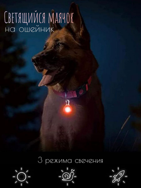 Маячок для собак, Светящаяся подвеска на ошейник, кулон на ошейник ...