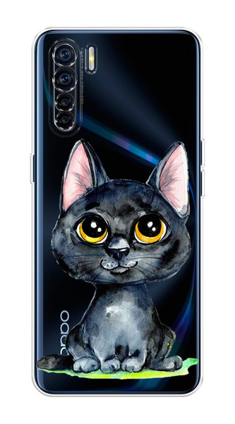 Силиконовый чехол на Oppo A91/Reno 3 / Оппо A91 - "Милый черный котенок ...