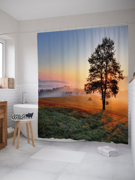 Штора для ванной 200x180 см JoyArty ширма плотные ширина 180 высота 200 для бани санузлов дома ...