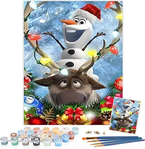 Картина по номерам Холодное сердце: Олаф и Свен на холсте 40x50 см с ...