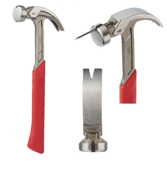 Стальной молоток Milwaukee с закругленным гвоздодером 450 г 4932478655 ...